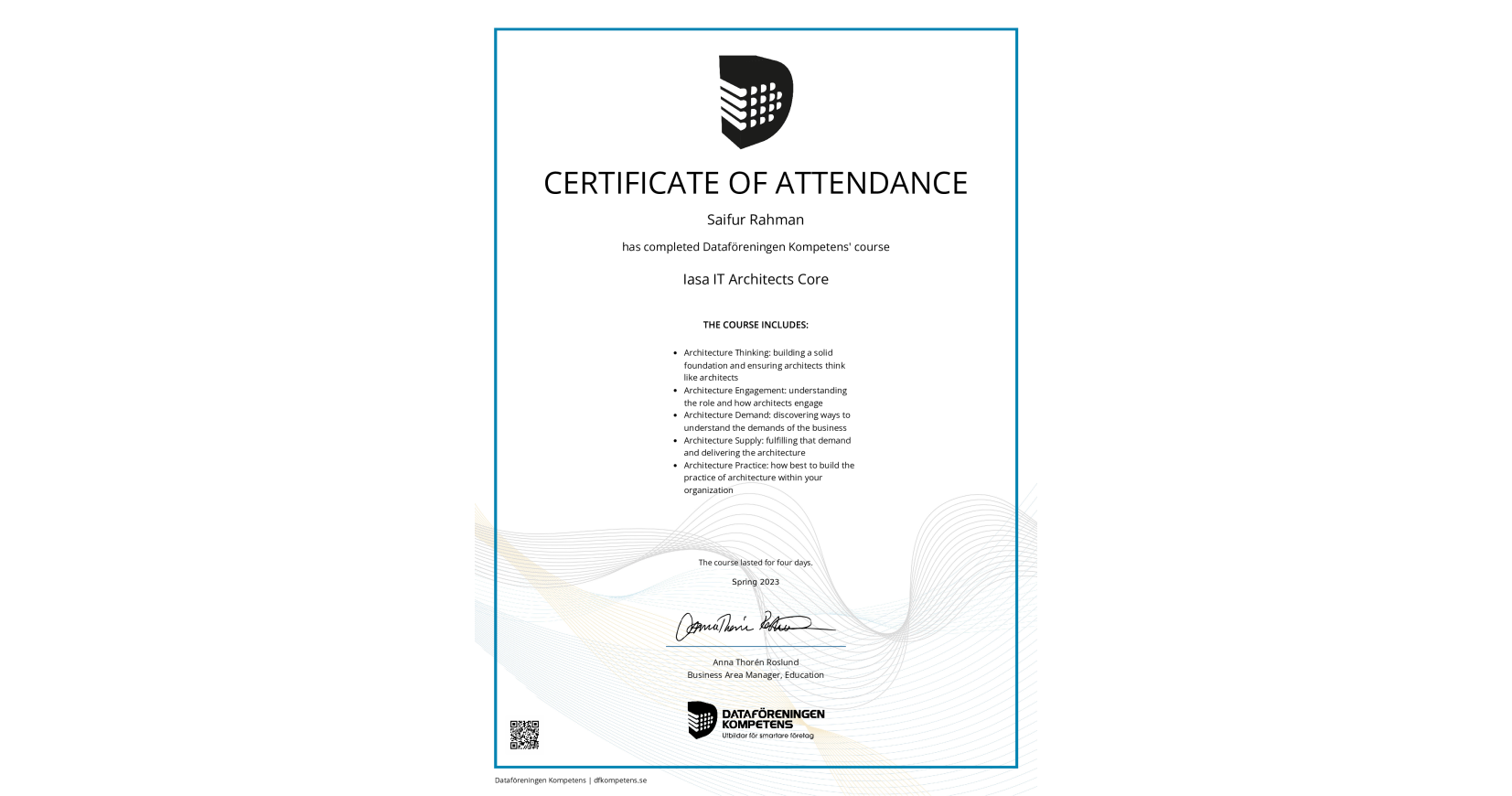 Iasa IT Architects Core - Diplomasafe