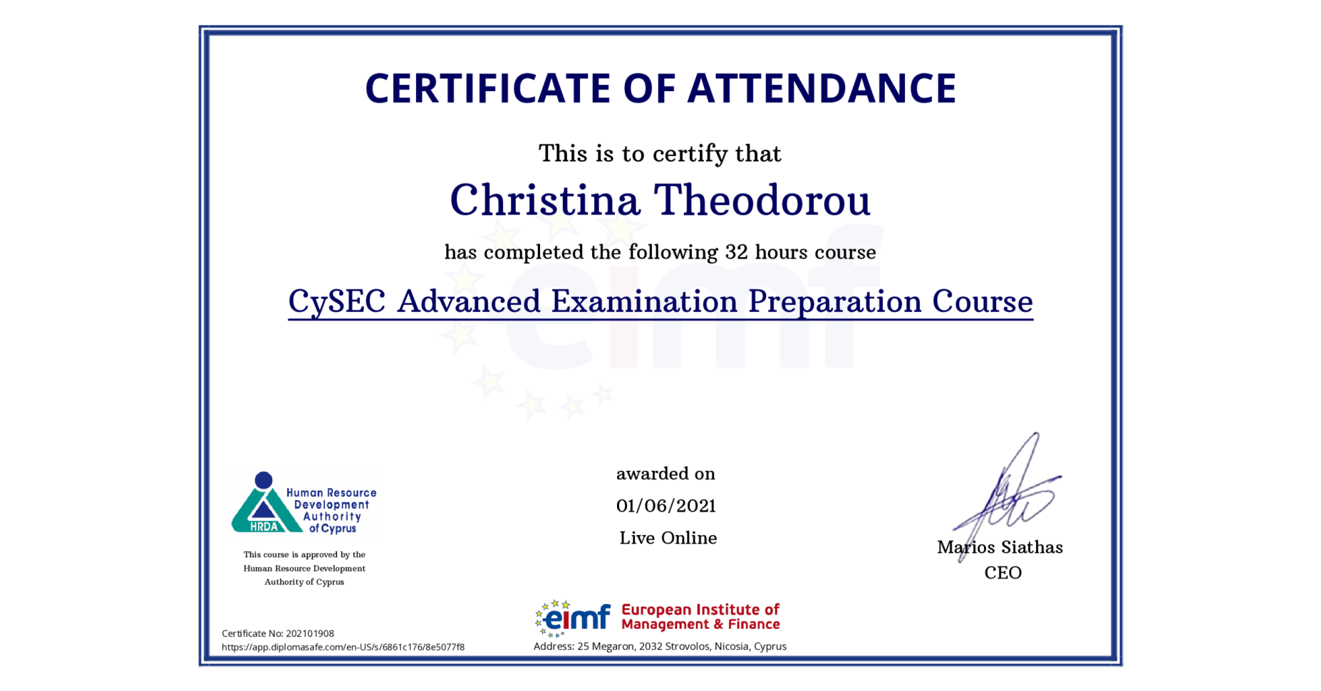 CySEC Advanced Examination Preparation Course - Diplomasafe