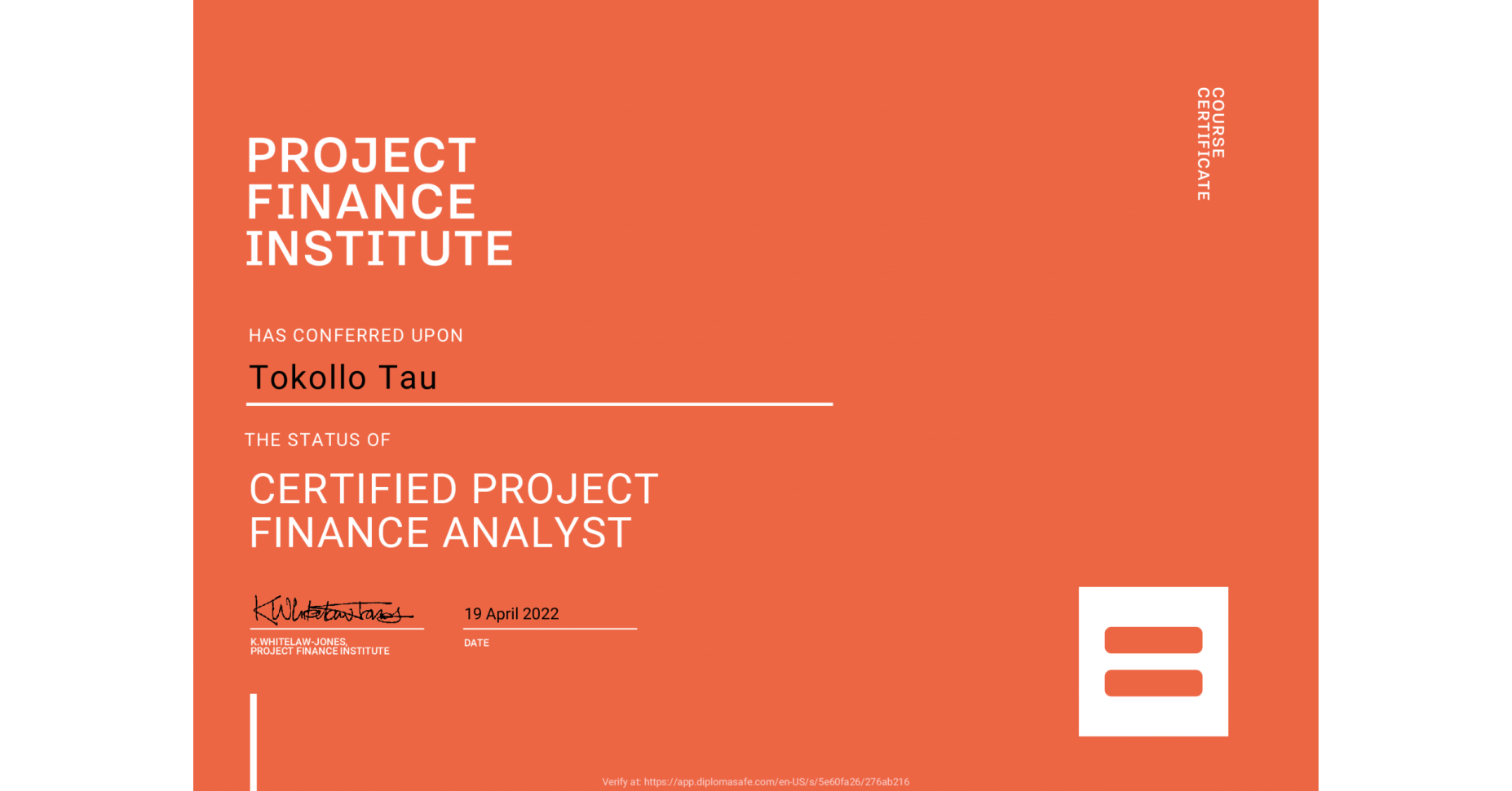 CERTIFIED PROJECT FINANCE ANALYST - Diplomasafe