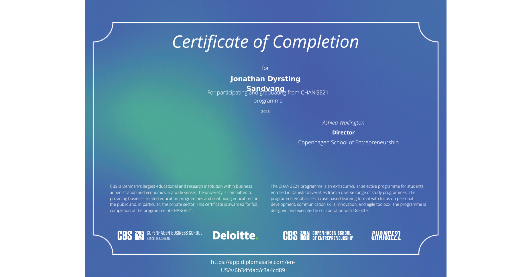 Certificate of Completion - Diplomasafe