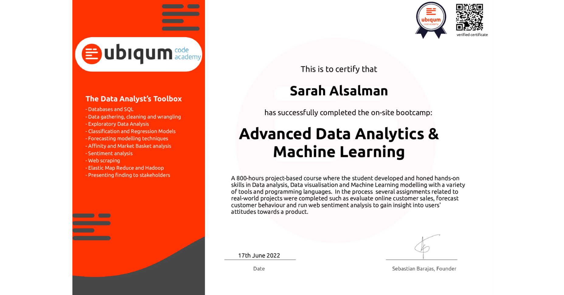 Advanced Data Analytics & Machine Learning - Diplomasafe