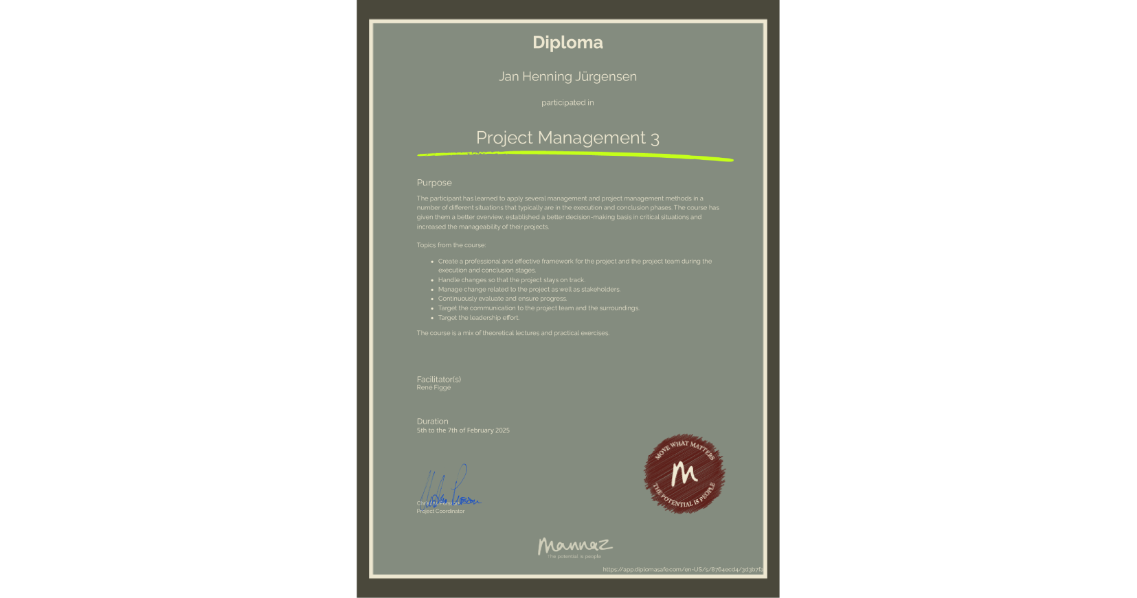 Project Management 3 - Diplomasafe
