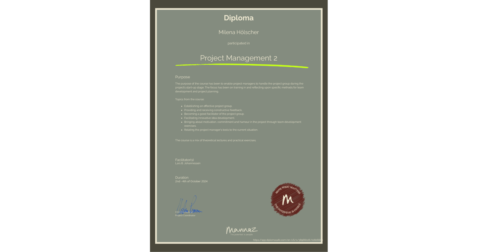 Project Management 2 - Diplomasafe