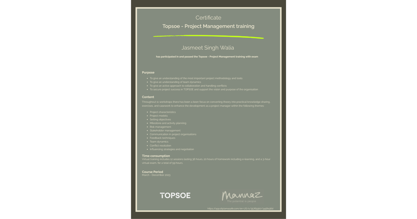 Topsoe - Project Management training - Diplomasafe