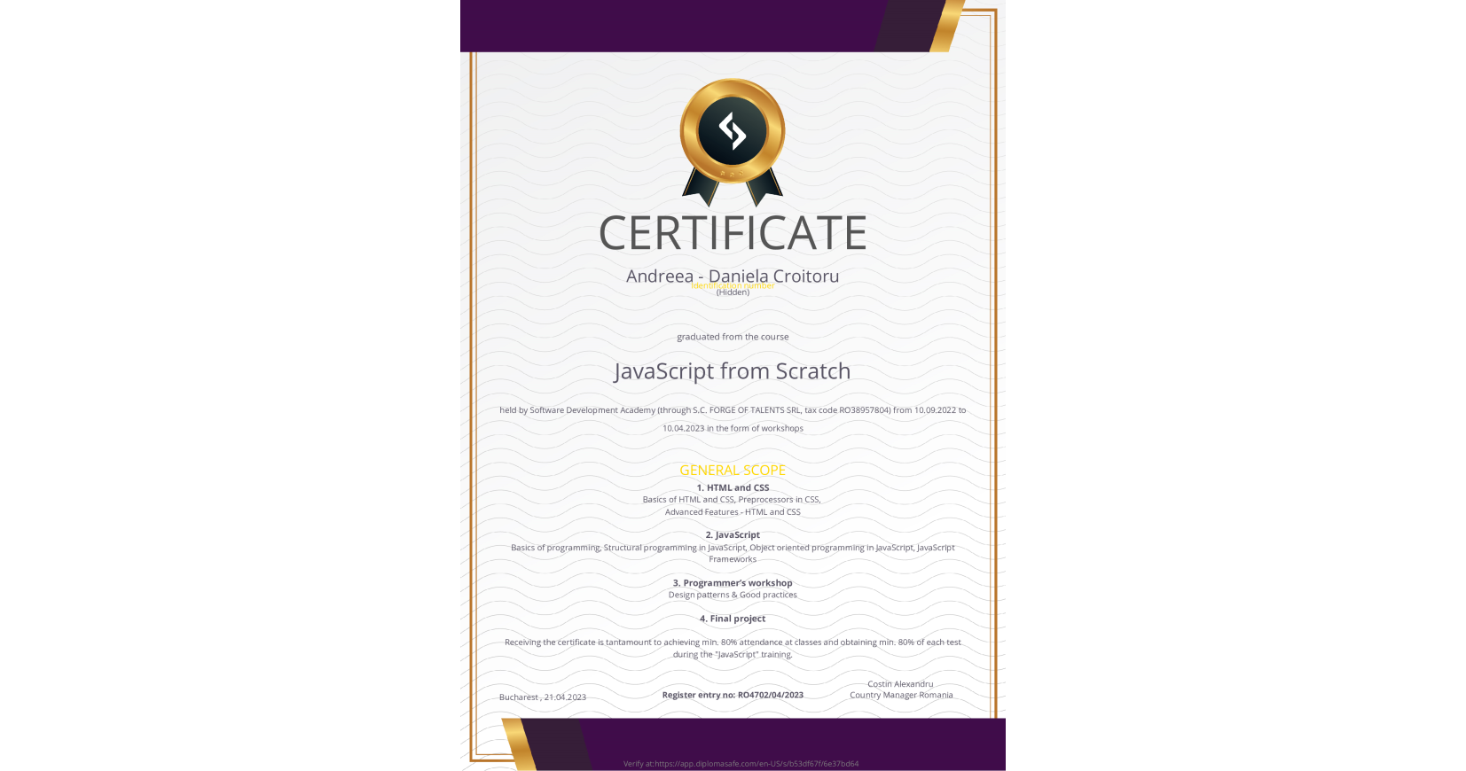 JavaScript from Scratch - Diplomasafe