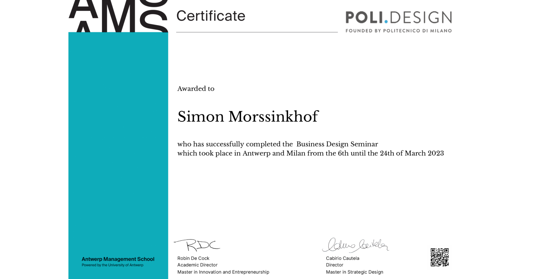 Business Design Seminar - Diplomasafe
