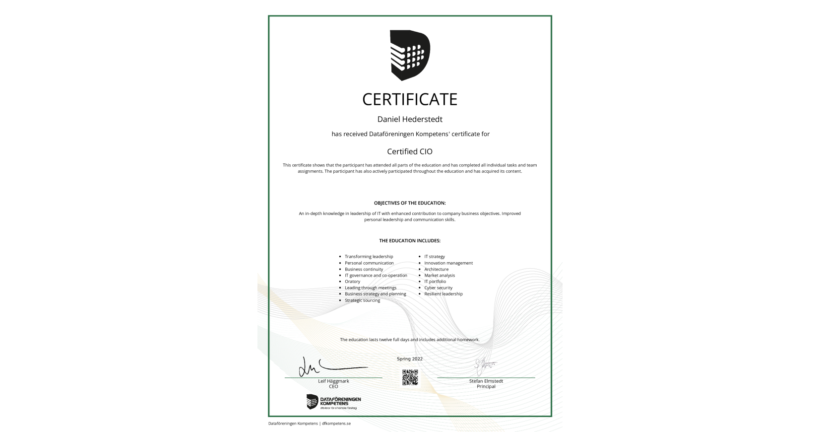 Certified CIO - Diplomasafe
